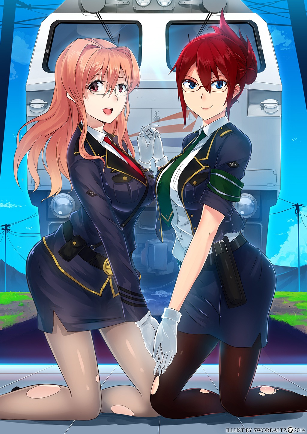 swordwaltz rail wars! koumi haruka sakurai aoi (rail wars!) megane pantyhose police uniform ...